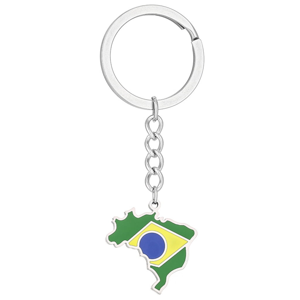 Fogun Elegant Brazilian Flag Keychain Versatile Brazil Map Key Holder ...