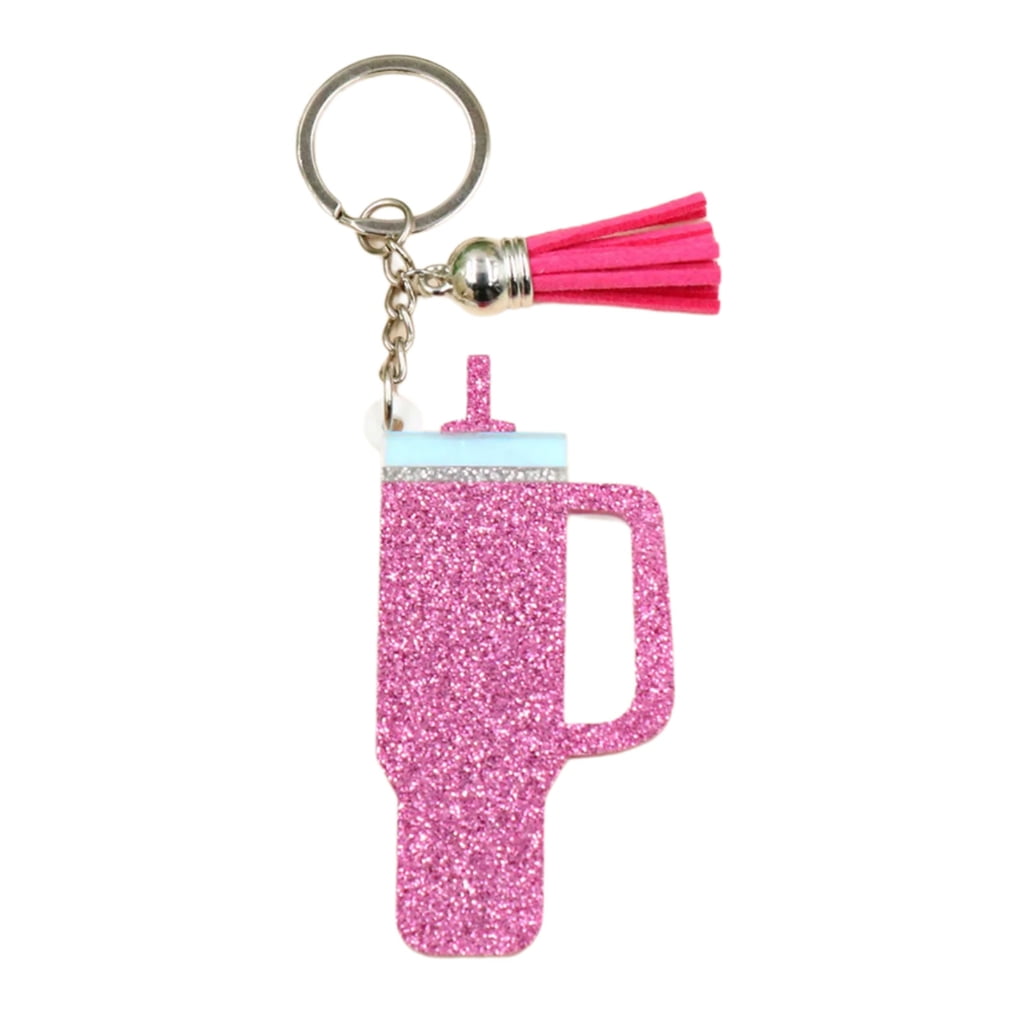 Fogun Fashion Cup Shaped Keychain Unique Acrylic Keyrings Fringe Key Adornment Fashion Bag ...