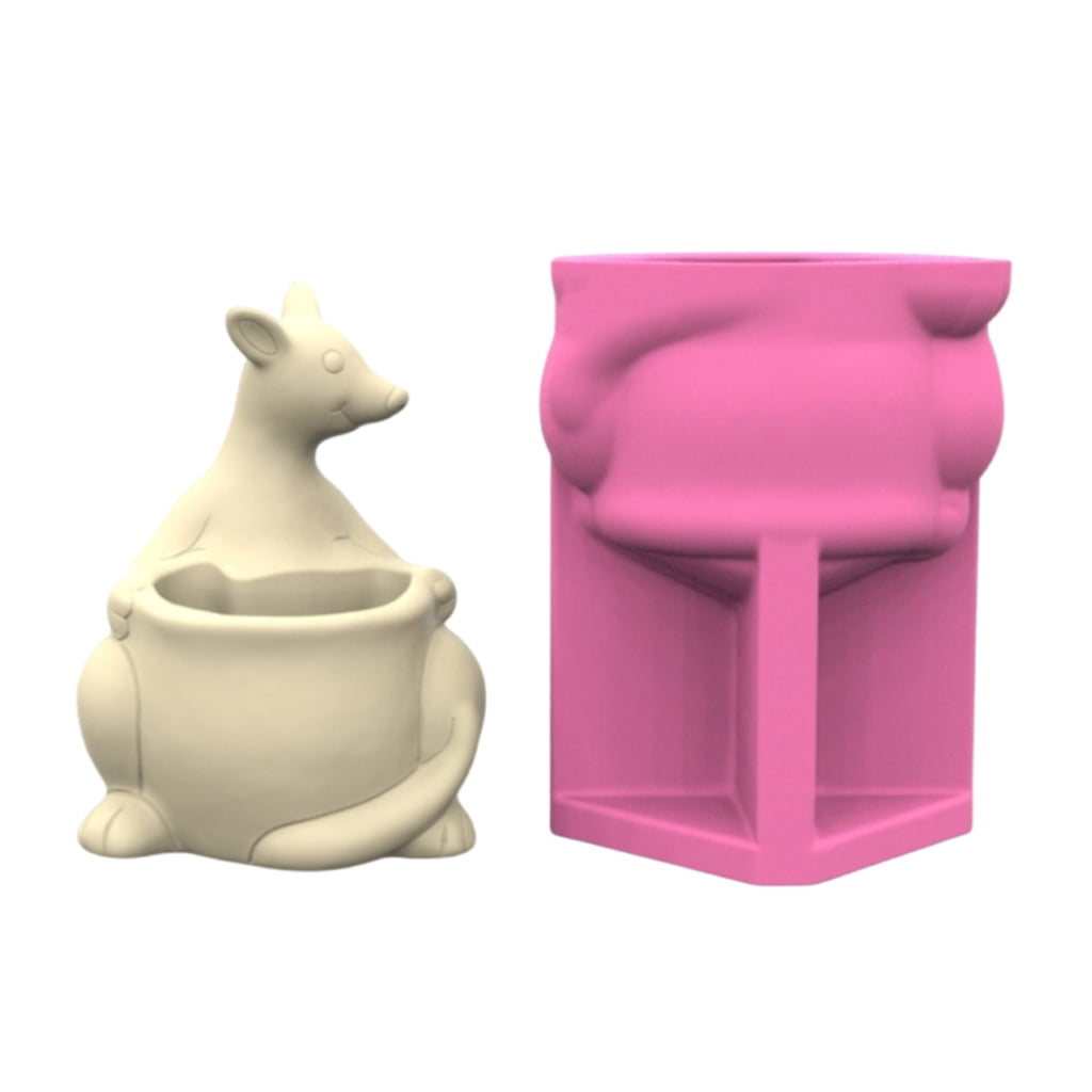 Fogun Flexible Silicone Planter Mold Flower Pots Moulds Kangaroos Shape ...