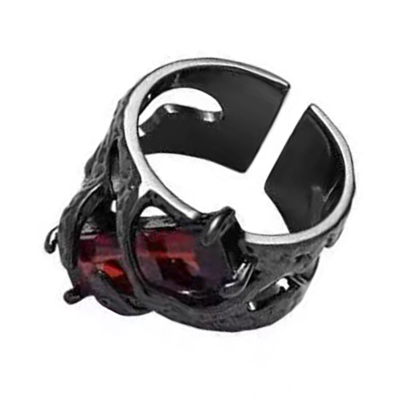 Fogun Gothic Crystal Liquid Metal Rings Edgy Black Thorn Adjustable ...