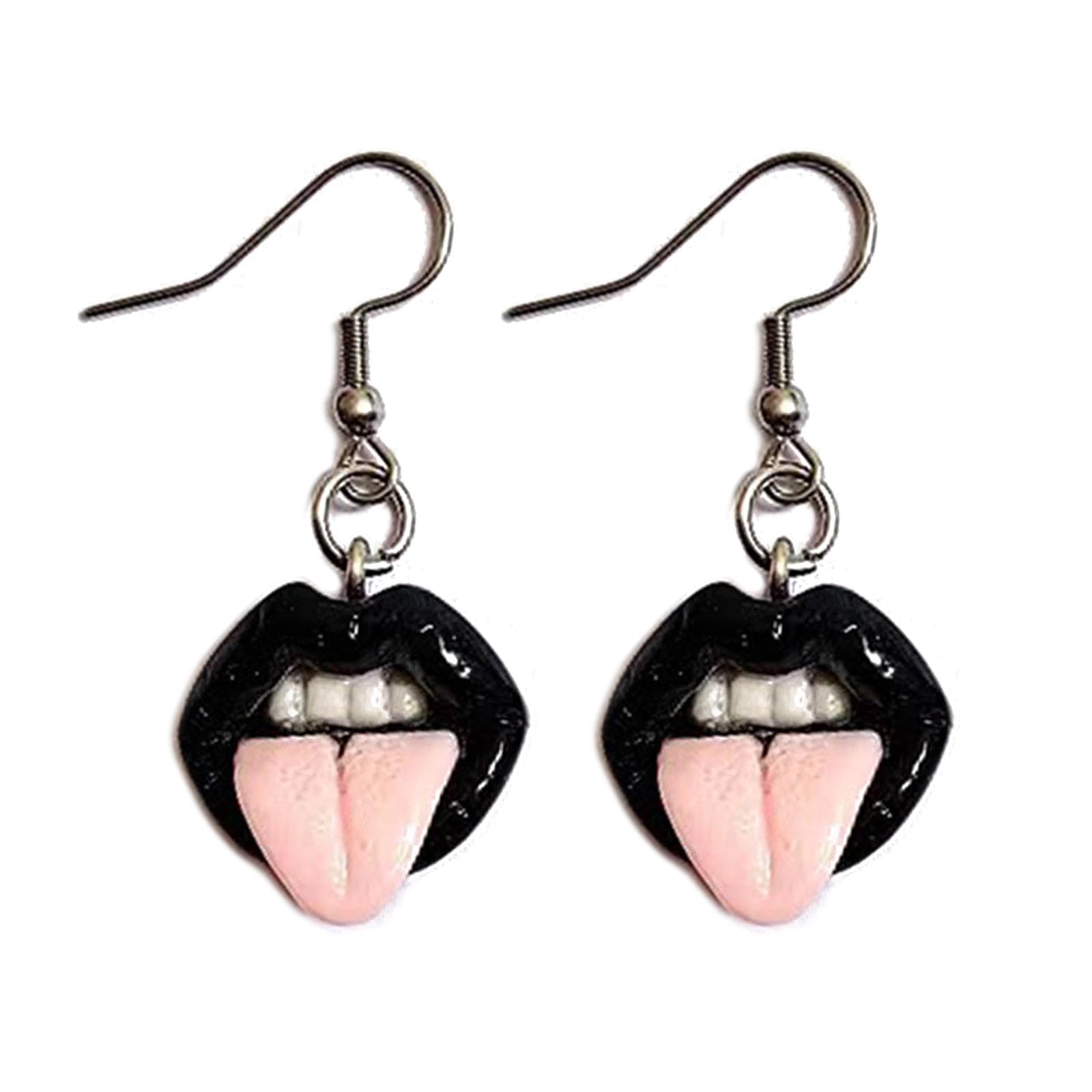 Fogun Punk Lips Earhook Red Tongue Funny Dangle Earrings Horrible ...