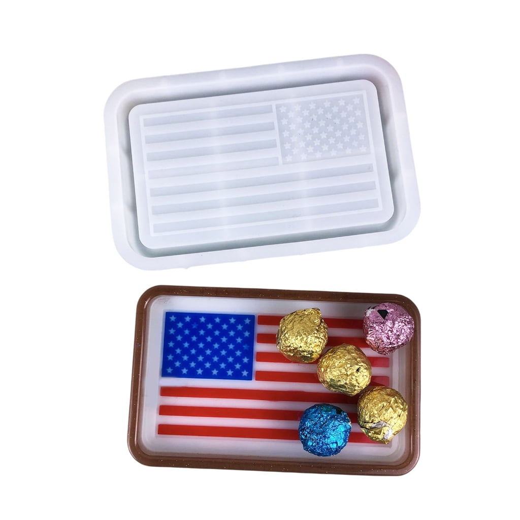 Fogun Rectangular Silicone Resin Art Molds National Flags Pattern Tray ...