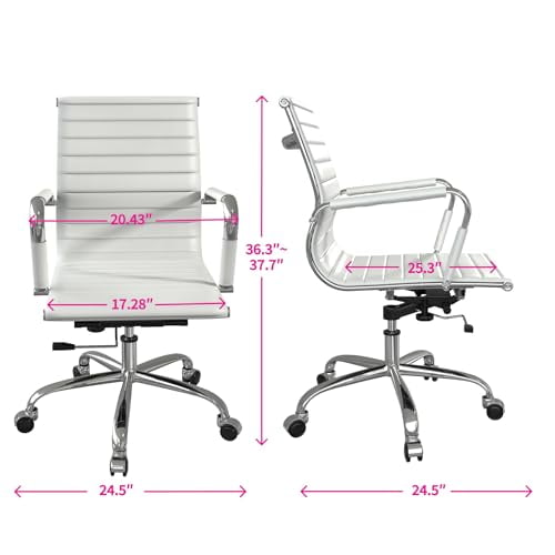 Fohfurniture PU Leather Tall Ribbed Executive Chair, Ergonomic Office ...