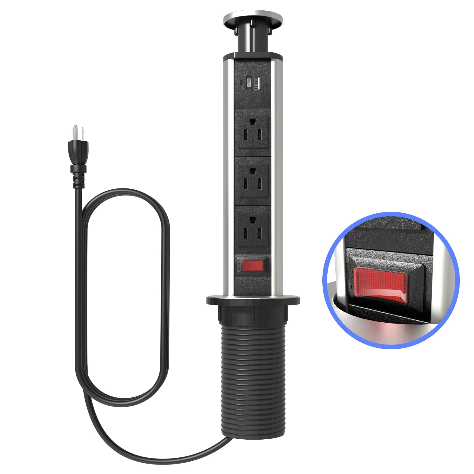 Fohfurniture Pop-Up Electrical Power Socket for Home, Retractable Power ...