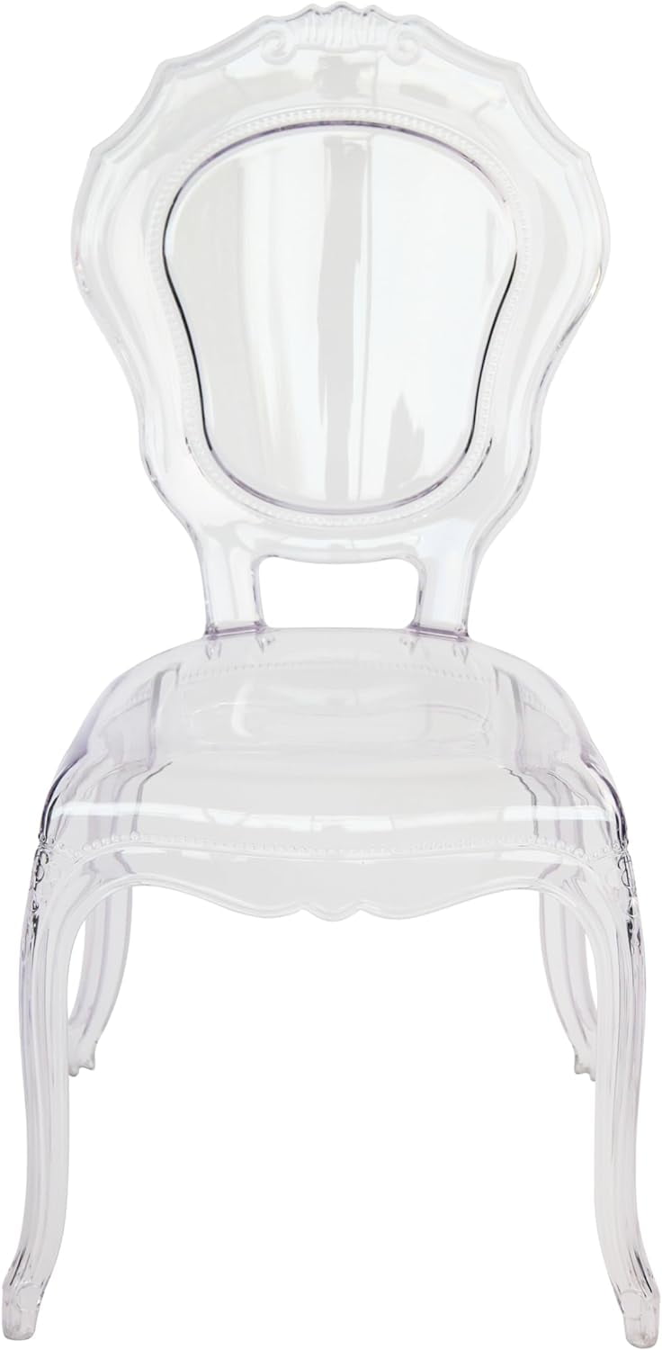 Fohfurniture Set of 4 Clear Ghost Chairs, Modern Transparent Accent ...