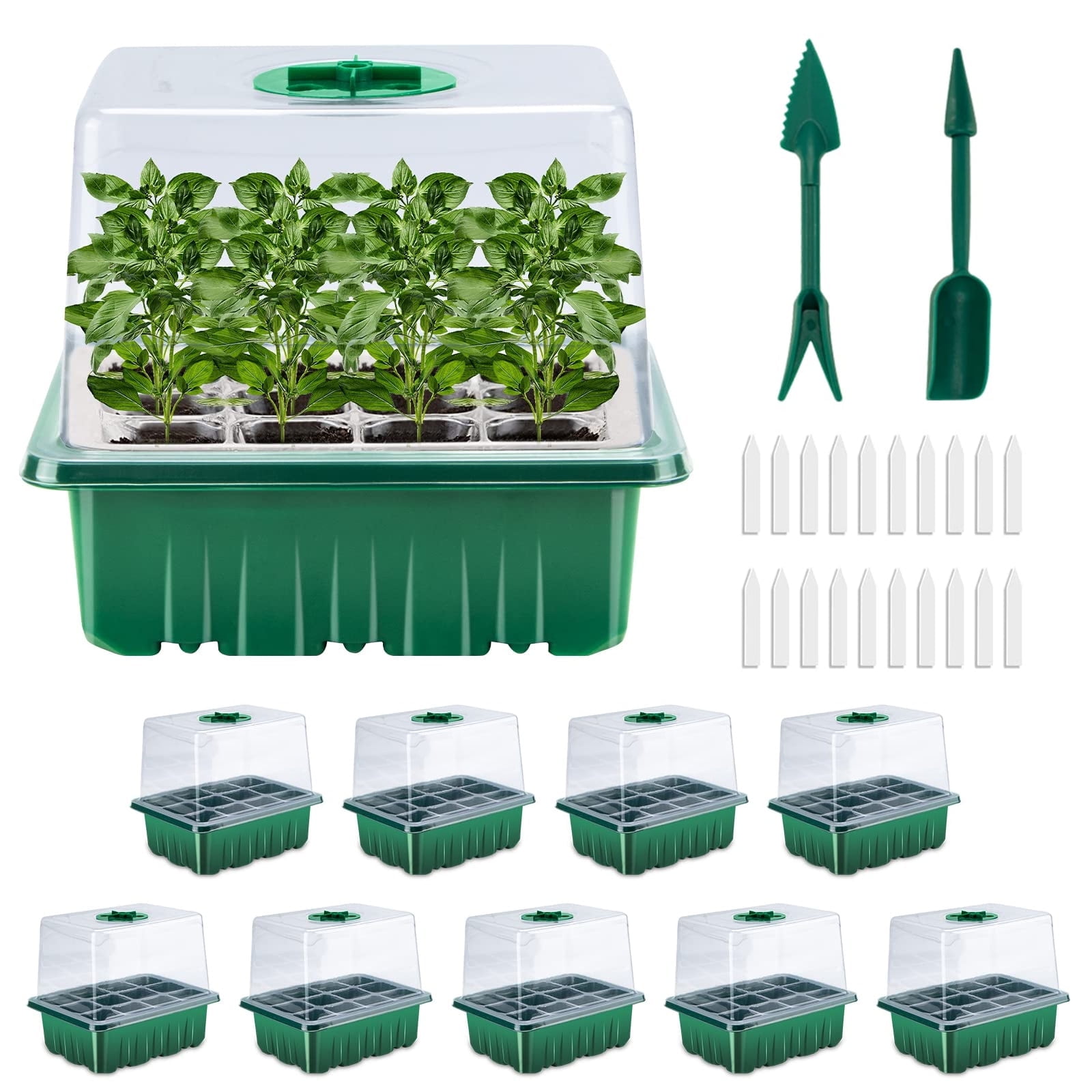 Fohil 10 Pack Seed Starter Tray with Upgraded Height, Seedling Starter ...