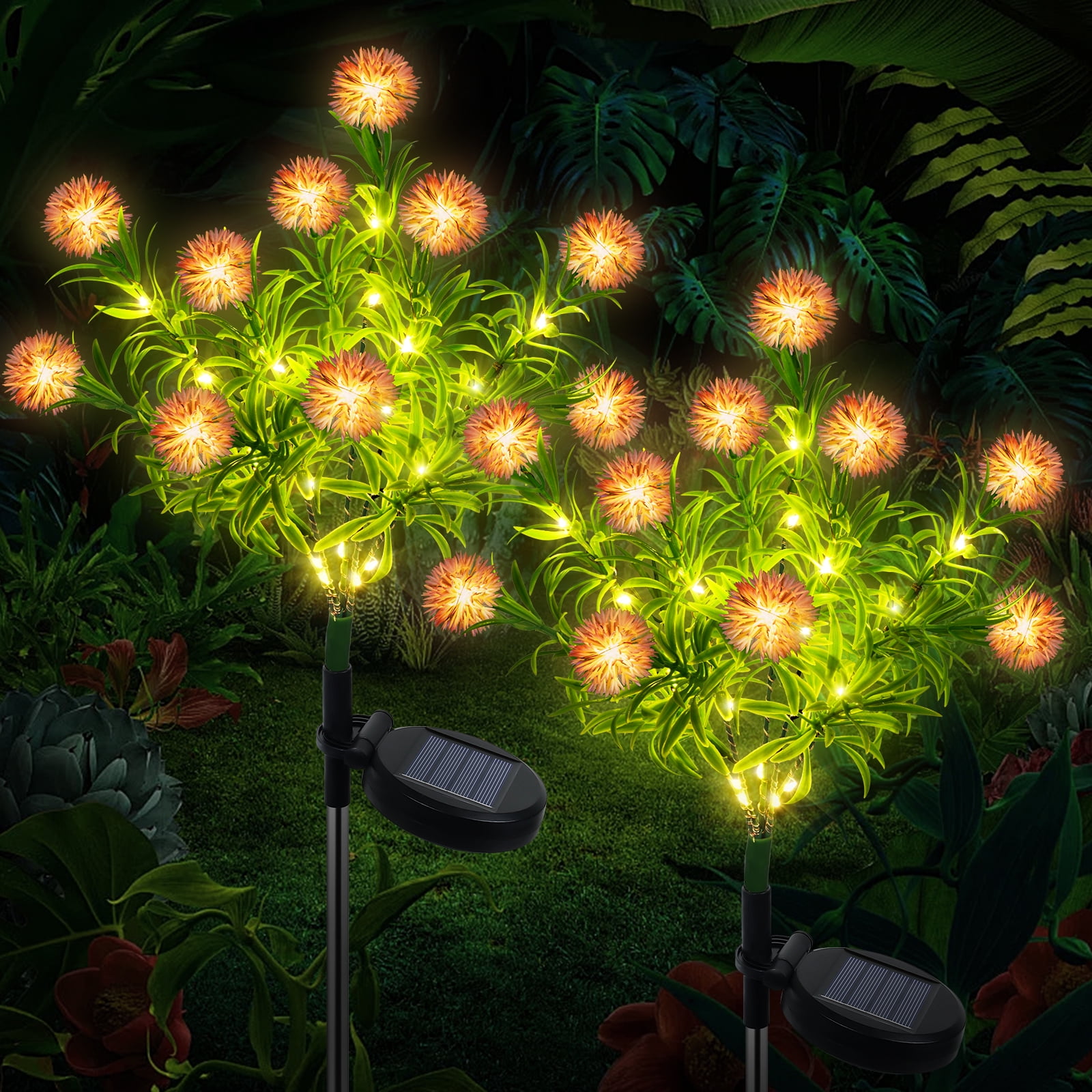 Fohil 2 Pack Solar Garden Lights, 2 Lighting Modes, Waterproof LED ...