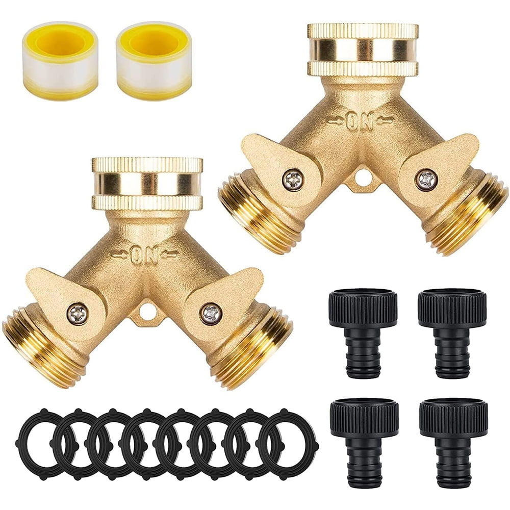 Fohil 2 Way Y Garden Hose Connector Brass 2-Way Hose Splitter Heavy ...