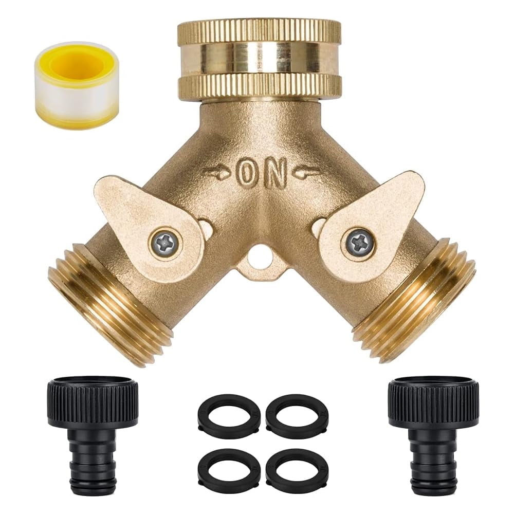 Fohil 2 Way Y Garden Hose Connector,Heavy Duty Brass Tap Hose Splitter ...