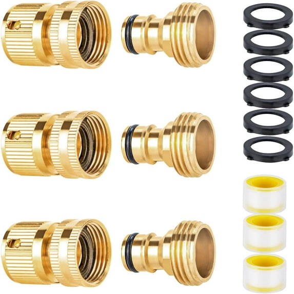 Fohil 3 Pack Garden Hose Quick Connector,3/4 inch Water Hose Quick ...