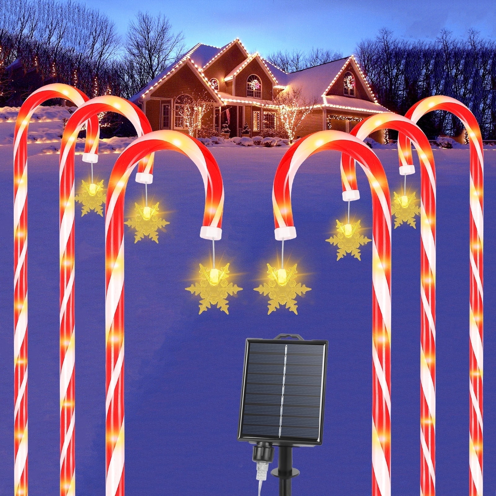 Fohil 4 FT Solar Candy Cane Lights, 6 Pack Solar Christmas Lights ...