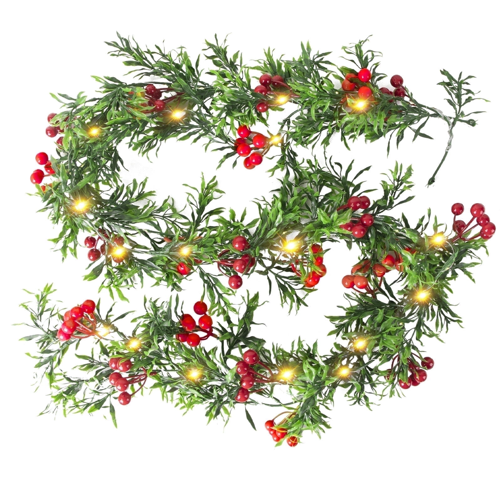 Fohil 2Pack 5.9FT Christmas Garland with Lights, Battery Operated ...
