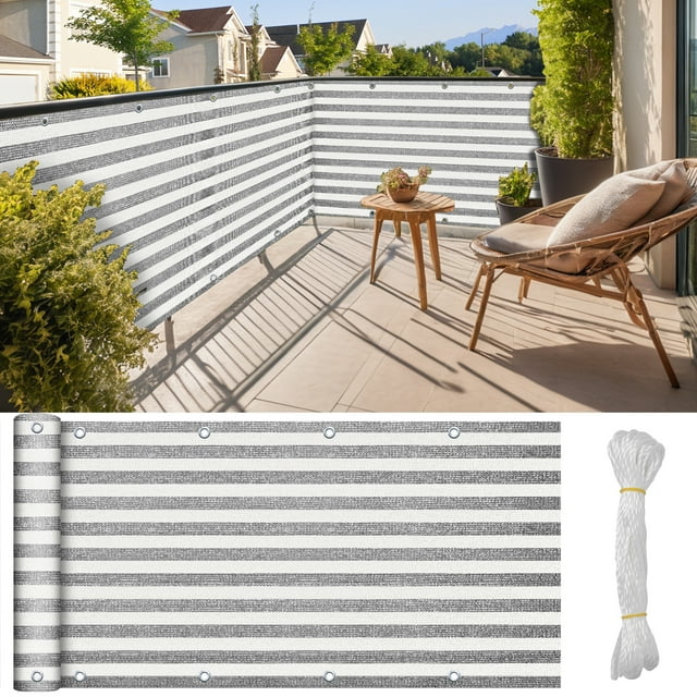 Fohil Balcony Privacy Screen 3.0ft x 16.4ft, Deck Privacy Screen UV ...