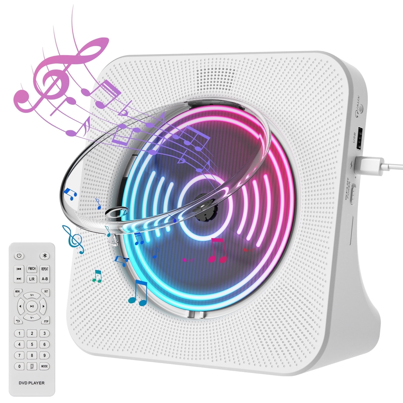 Fohil CD Player with Bluetooth 5.0, Portable Desktop CD Music Players ...