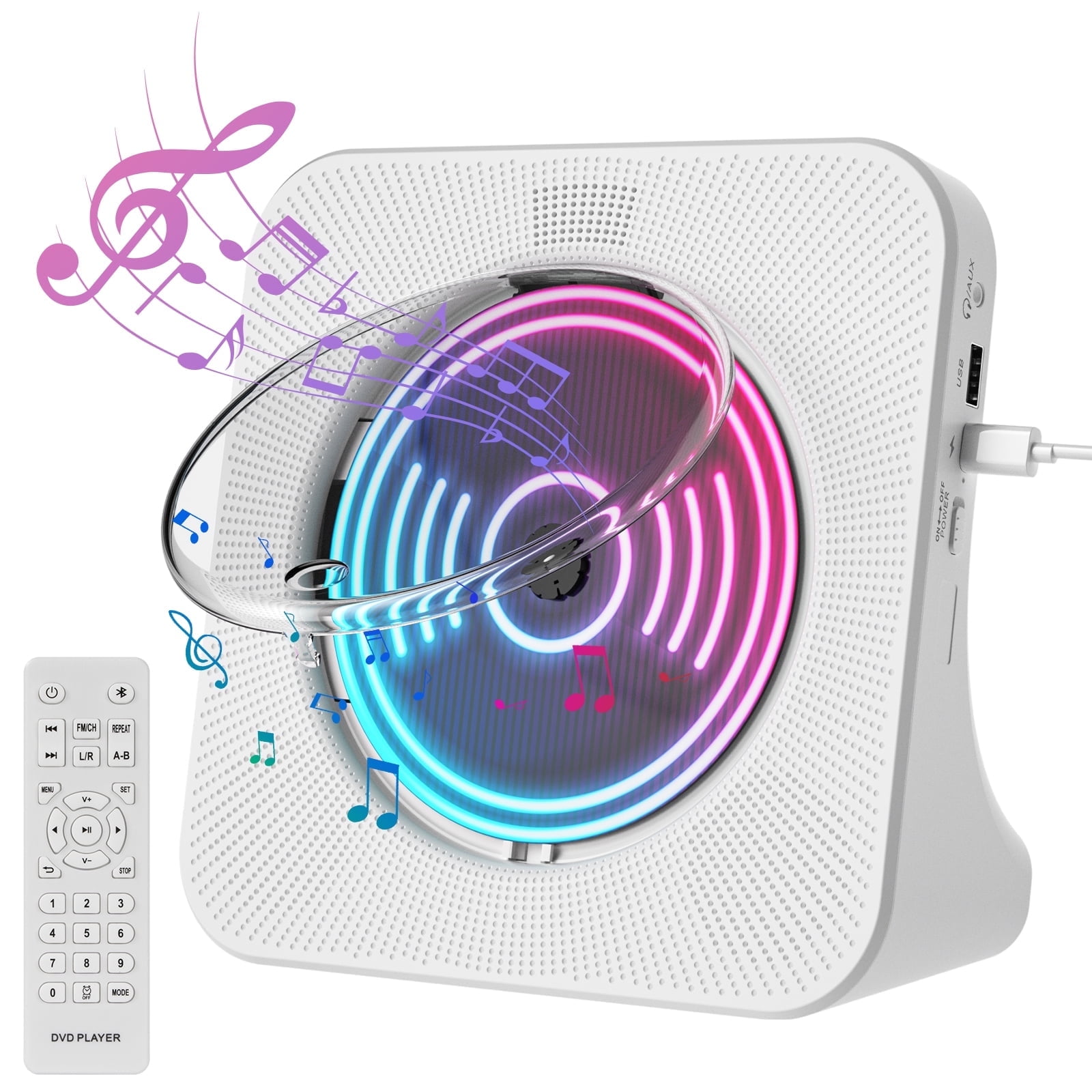 Fohil CD Player with Bluetooth 5.0, Portable Desktop CD Music Players ...