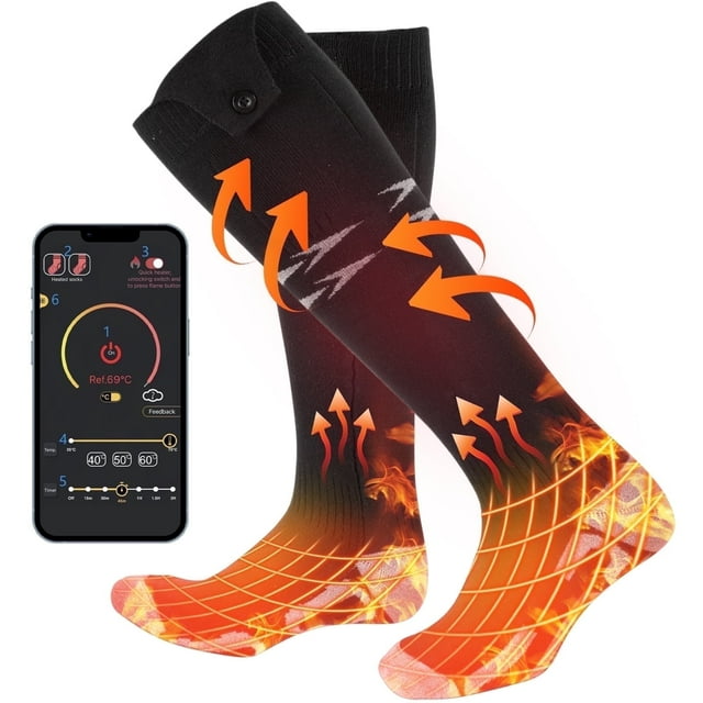Fohil Heated Socks for Women Men, Electric Rechargeable APP Control ...
