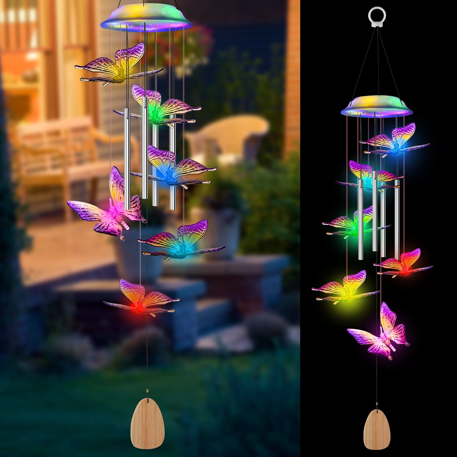 Fohil Solar Butterfly Wind Chime, Solar Wind Chime for Outside ...