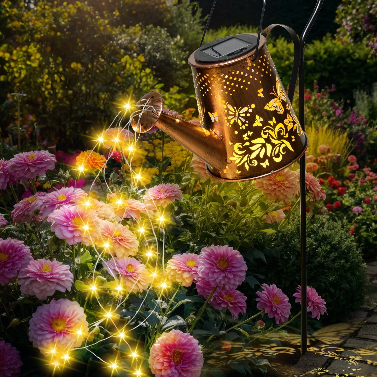 Fohil Solar Garden Lights, Waterproof Hanging Metal Lanterns, 36 LED ...