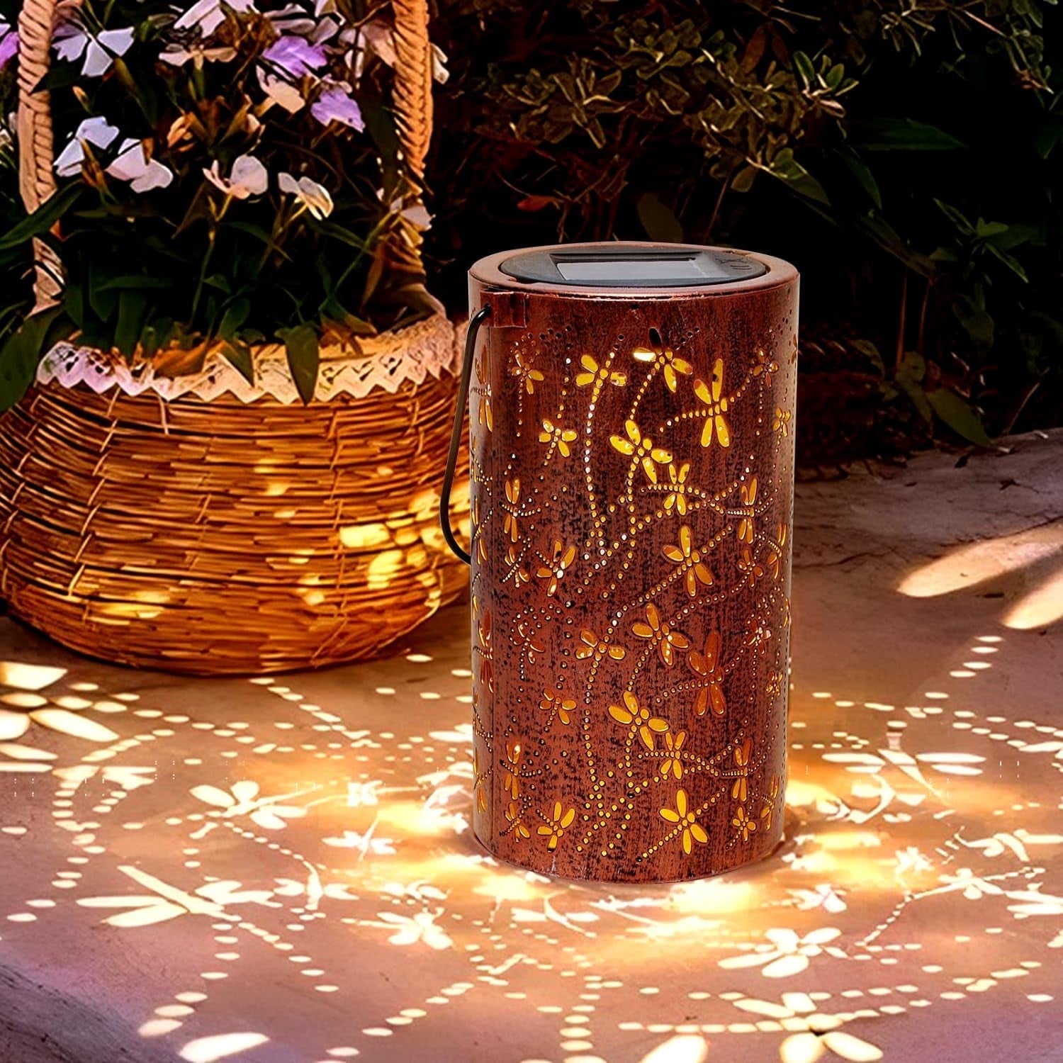 Fohil Solar Lanterns Outdoor Hanging Dragonflies Lantern Lights ...