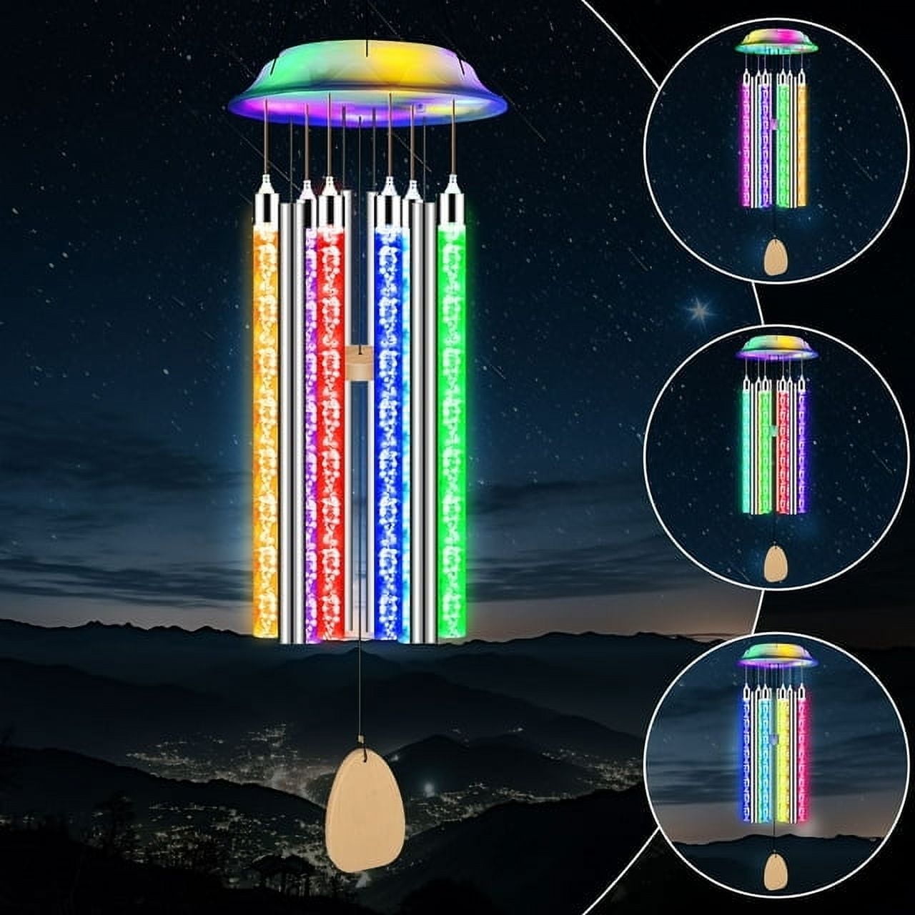 Fohil Solar Tube Wind Chimes, Colors Changing Solar Wind Chime Lights ...