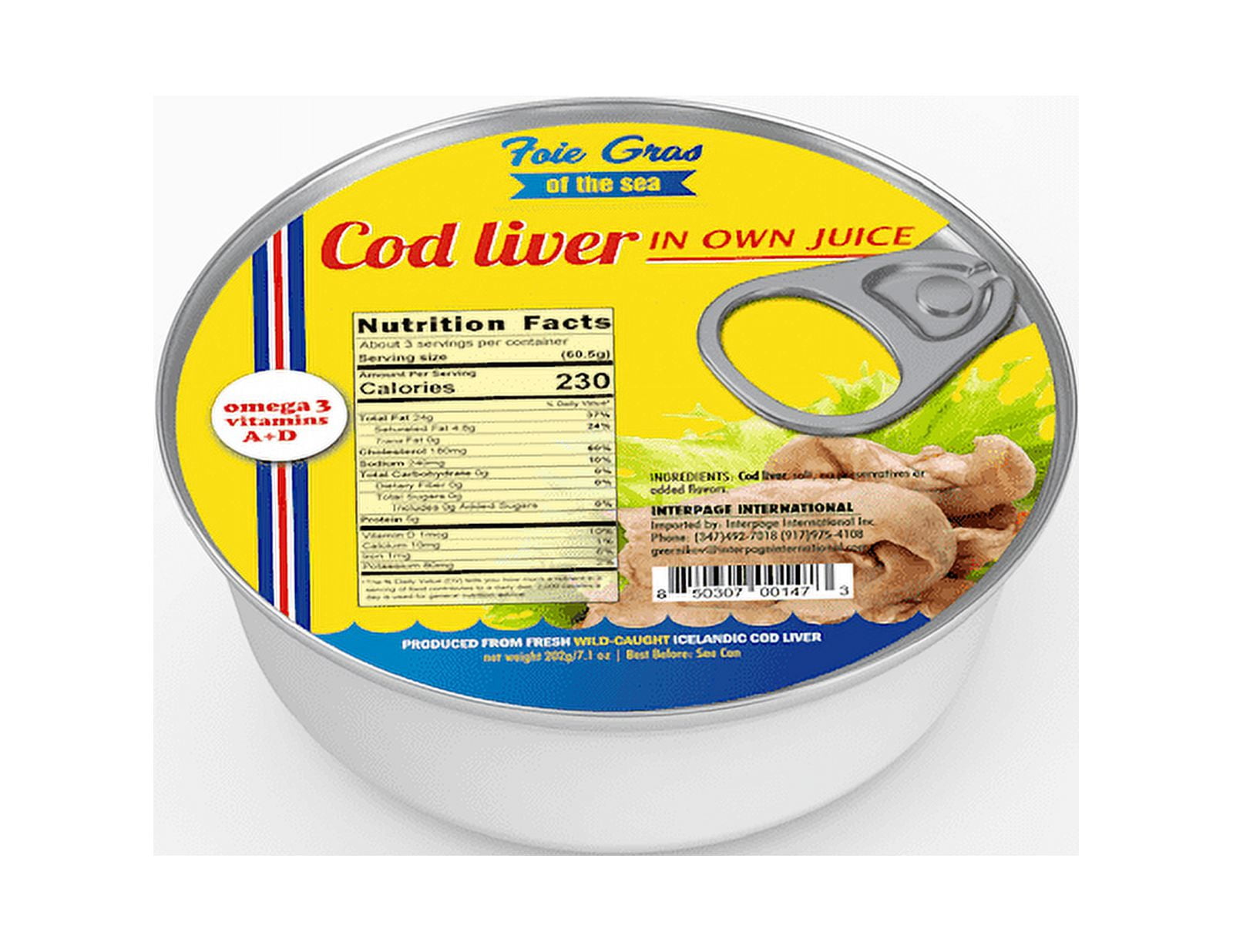 Foie Gras of the Sea Icelandic Cod Liver In Own Oil, 7.1 oz - Walmart.com