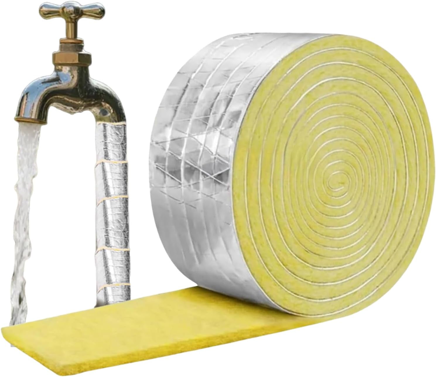 Foil Backed Fiberglass Pipe Wrap, 32.8 Feet Pipe Insulation Wrap, Self ...