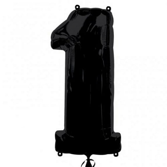 Northstar Giant Number 1 One Solid Helium Shape 34" Foil Balloon, Black ...