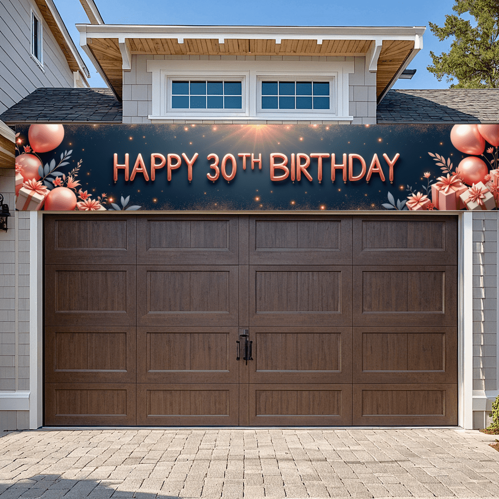 Foil Balloons Banner Elegant Design 30th Birthday Celebration Floral ...