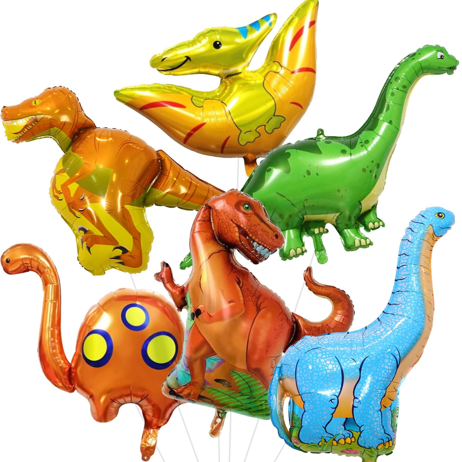 Foil Balloons Set (35-50 SSF20 in), 6 Pieces Large Mylar Helium Dinosaur Balloons for Kids ...