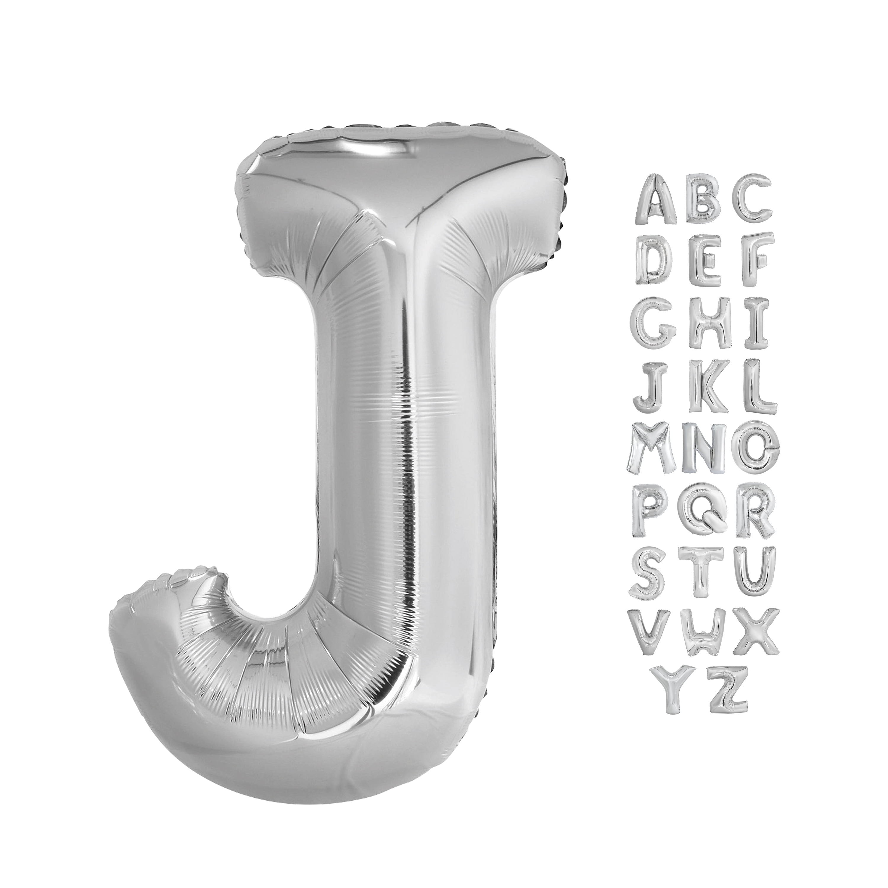 Foil Big Letter Balloon, J, 34 in, Silver, 1ct - Walmart.com