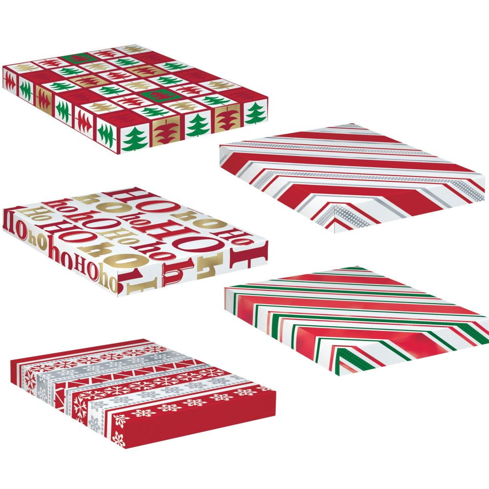 Foil Christmas Gift Boxes Assortment 5 Per Pack - Walmart.com