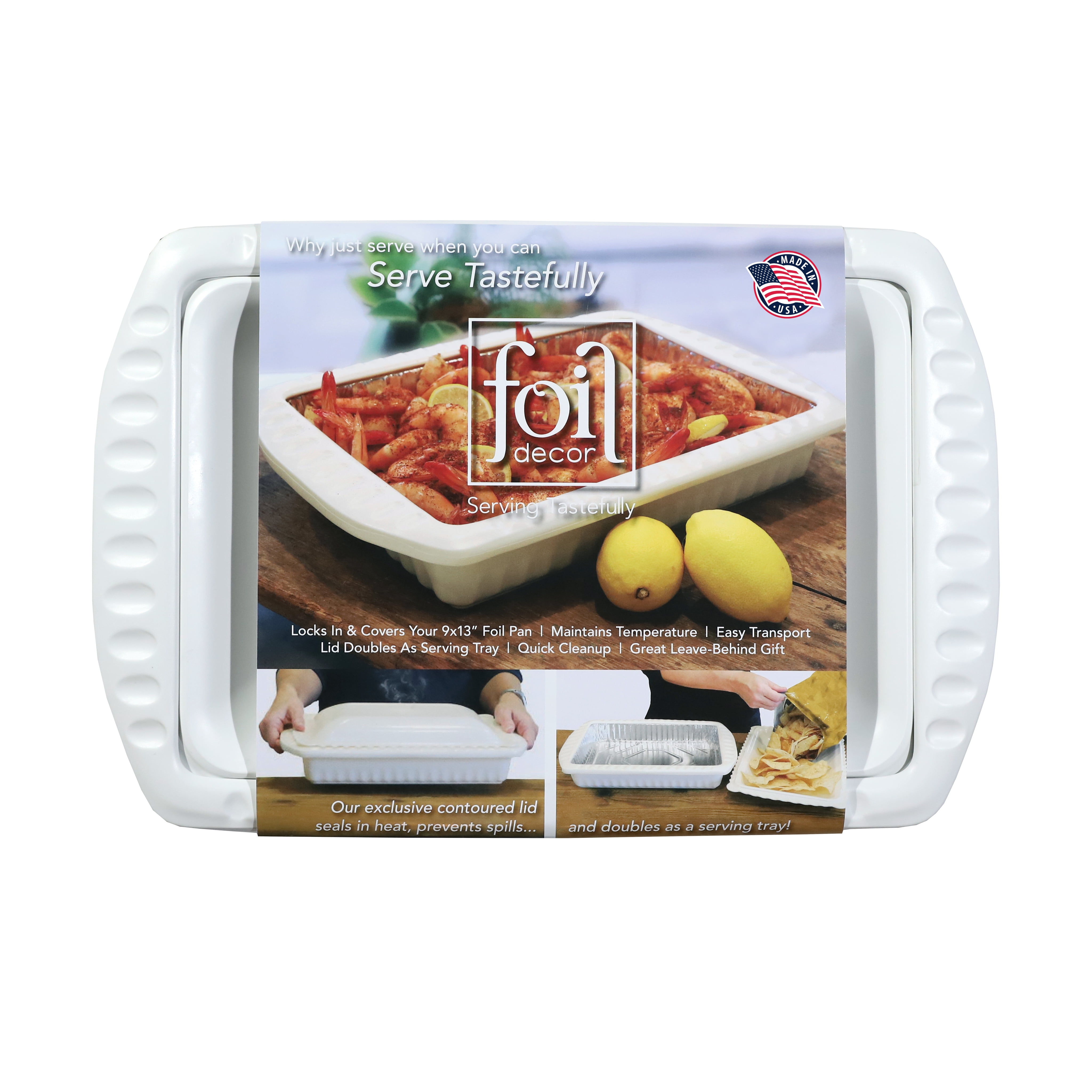 Foil Decor White –Foil Pan Carrier for Serving 9"x13"x2" Foil Pan Heat ...
