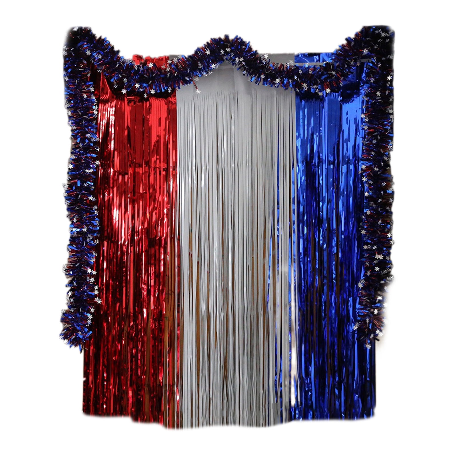Foil Fringe Curtain Independence Day Decorations, Red White Blue Rain ...