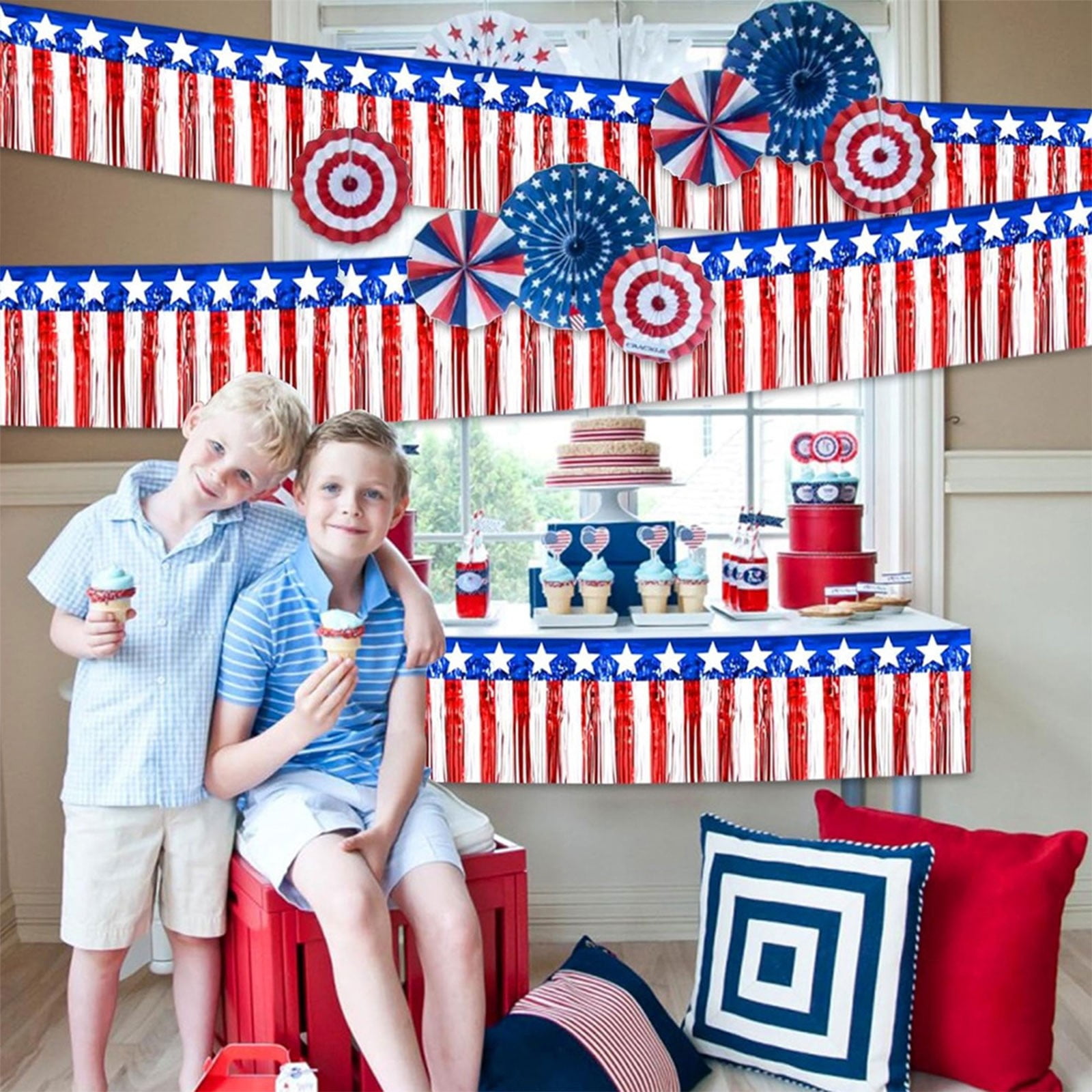 Foil Fringe Garland Metallic Tinsel Streamers Banner Wall Hanging ...