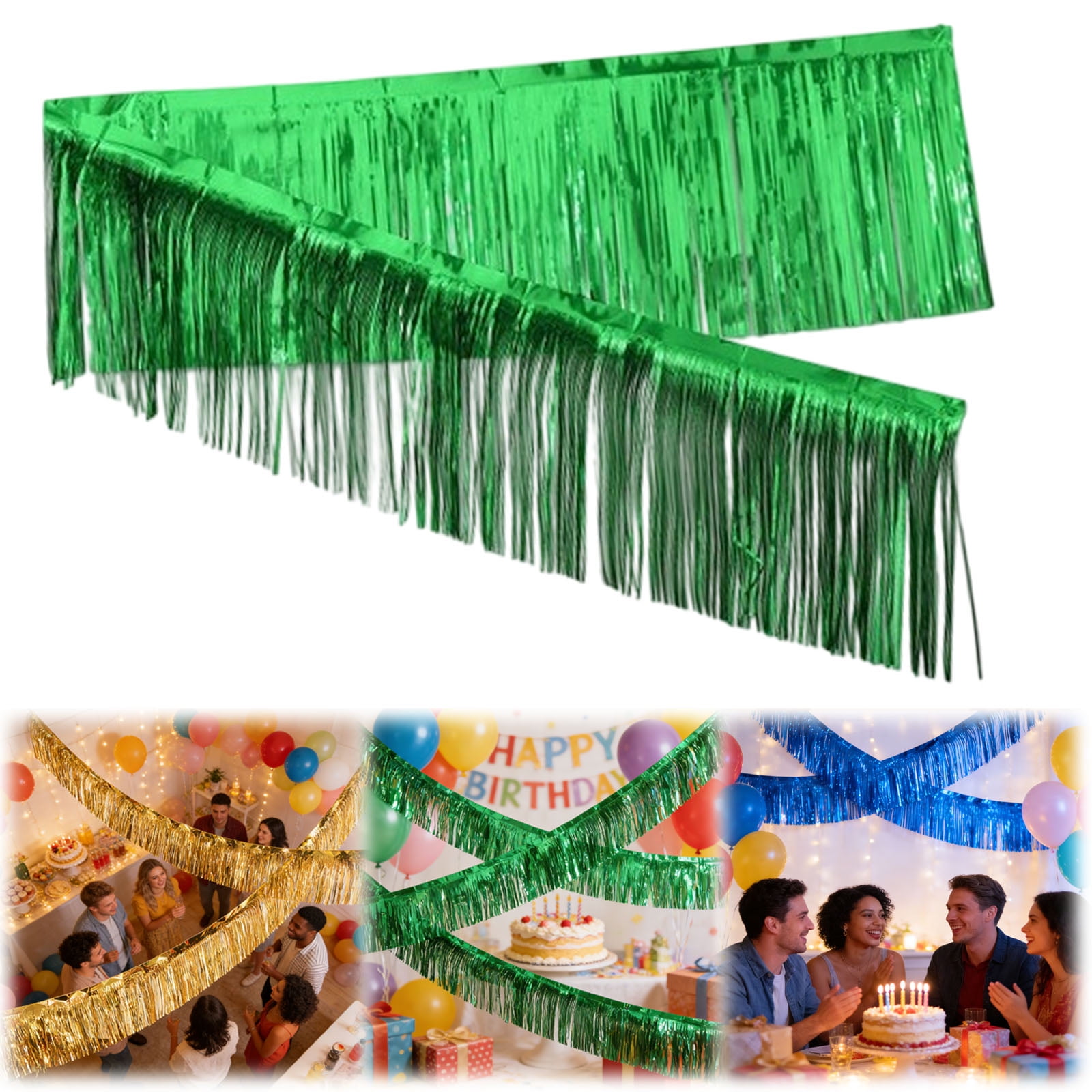 Foil Fringe Garland, Shiny Plastic Fringe Banners for Party Decorations ...
