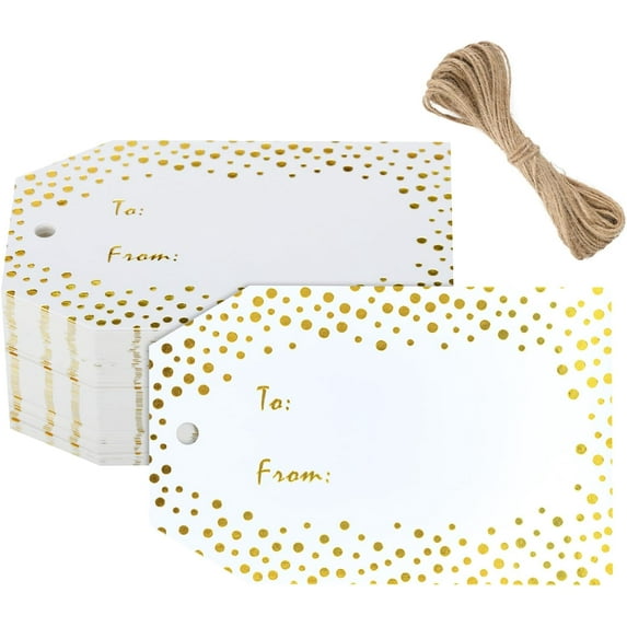 Foil Gold Name Gift Tags,to and from Gift Tags,50 Pcs Metallic Gold ...