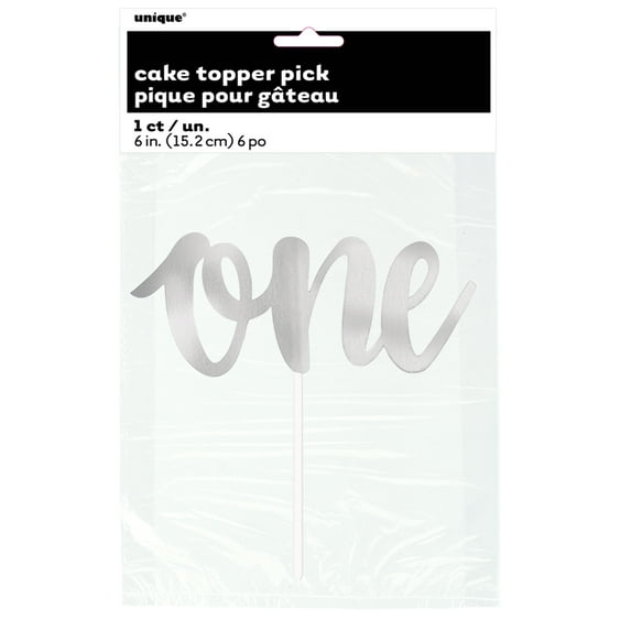 Foil Script "One" Cake Topper, 6 in, Silver, 1ct - Walmart.com