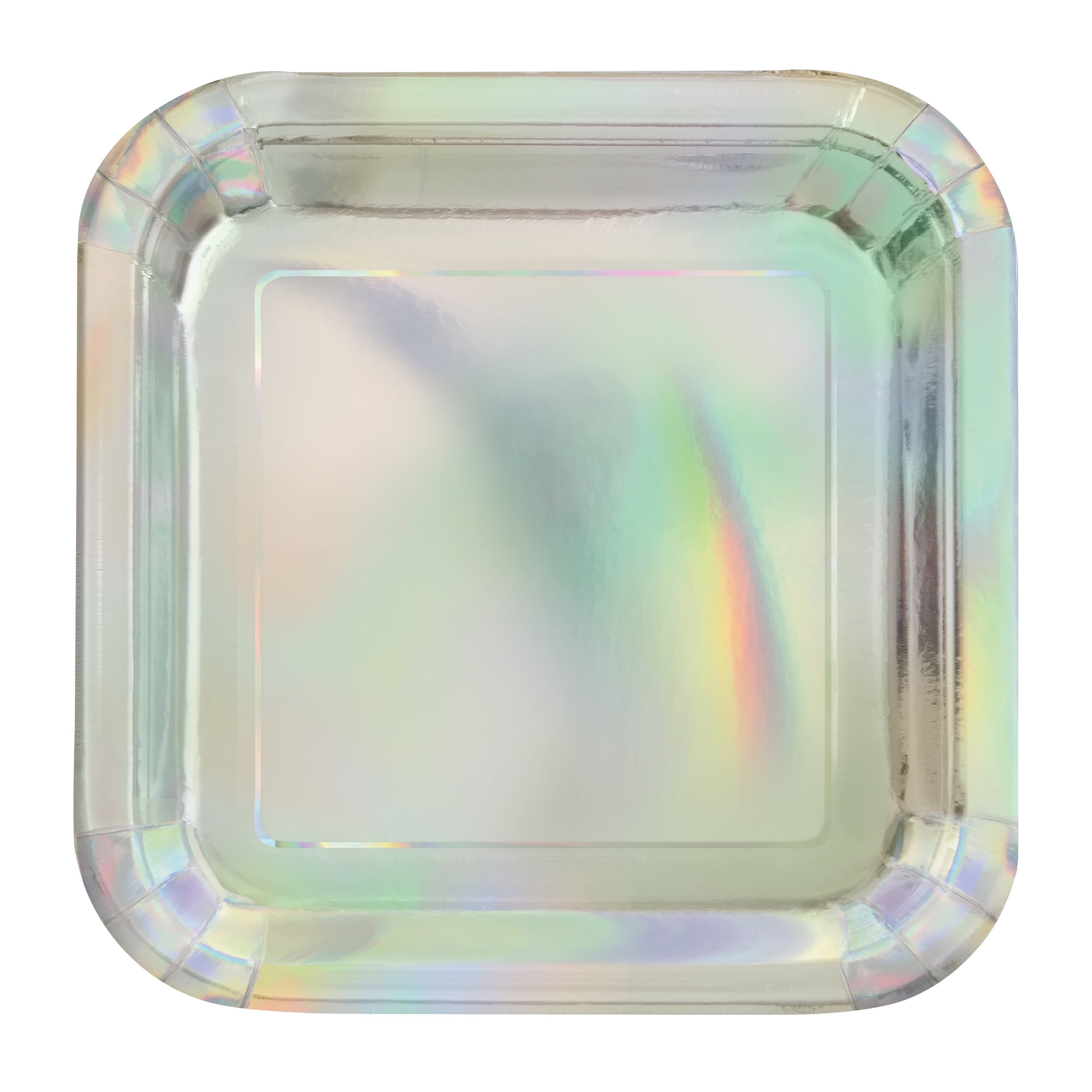 Foil Square Paper Plates, 7 in, Iridescent, 8ct - Walmart.com