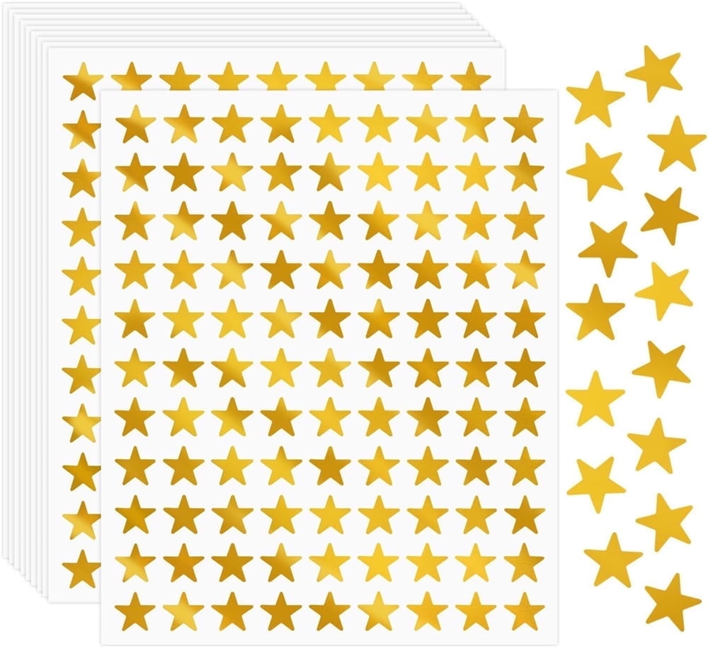 Foil Star Metallic Stickers,20 Sheets Self-Adhesive Golden Stars ...