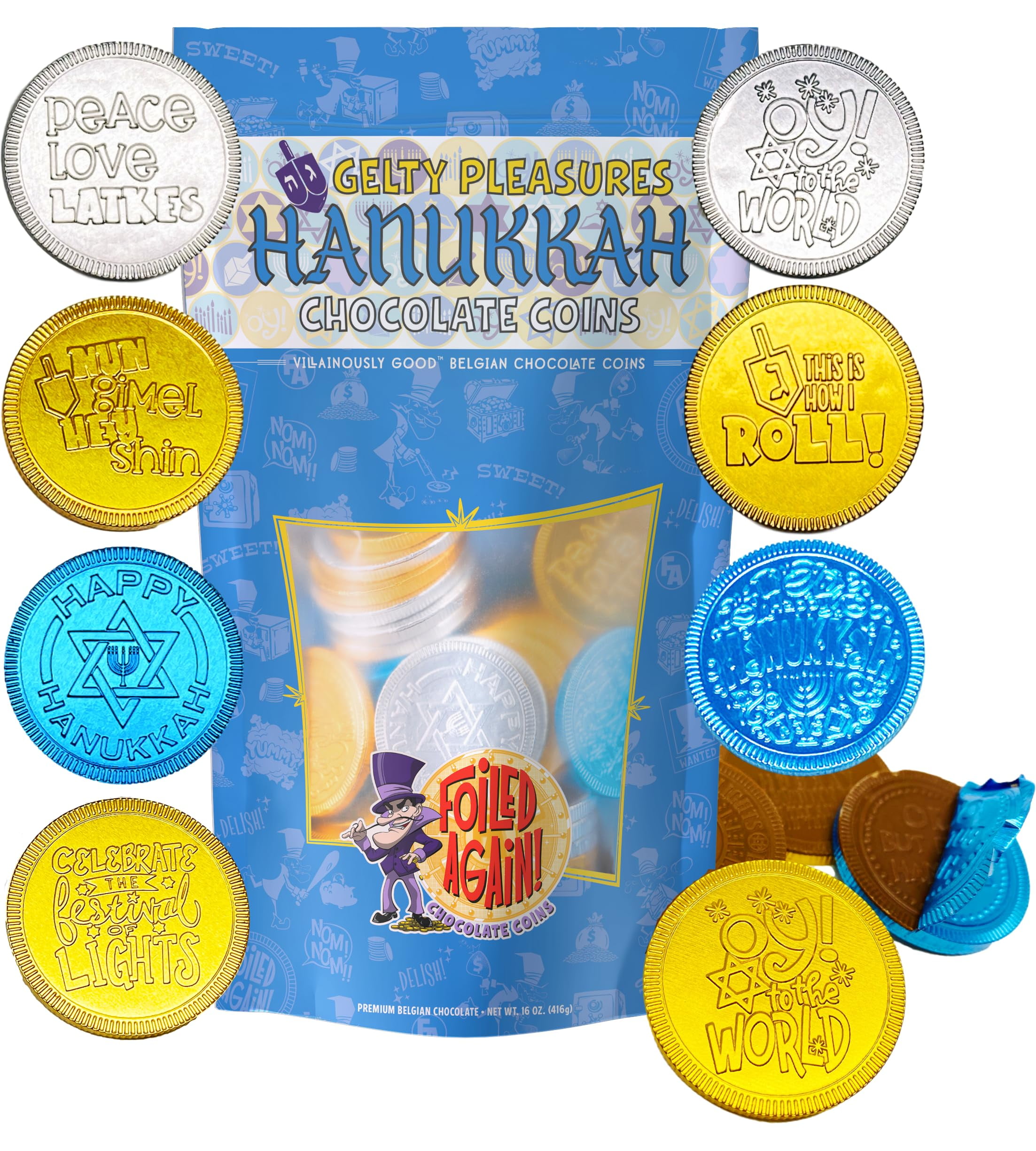 Foiled Again! Chocolate Hanukkah BCF26 Gelt - Belgian Chocolate Coins ...