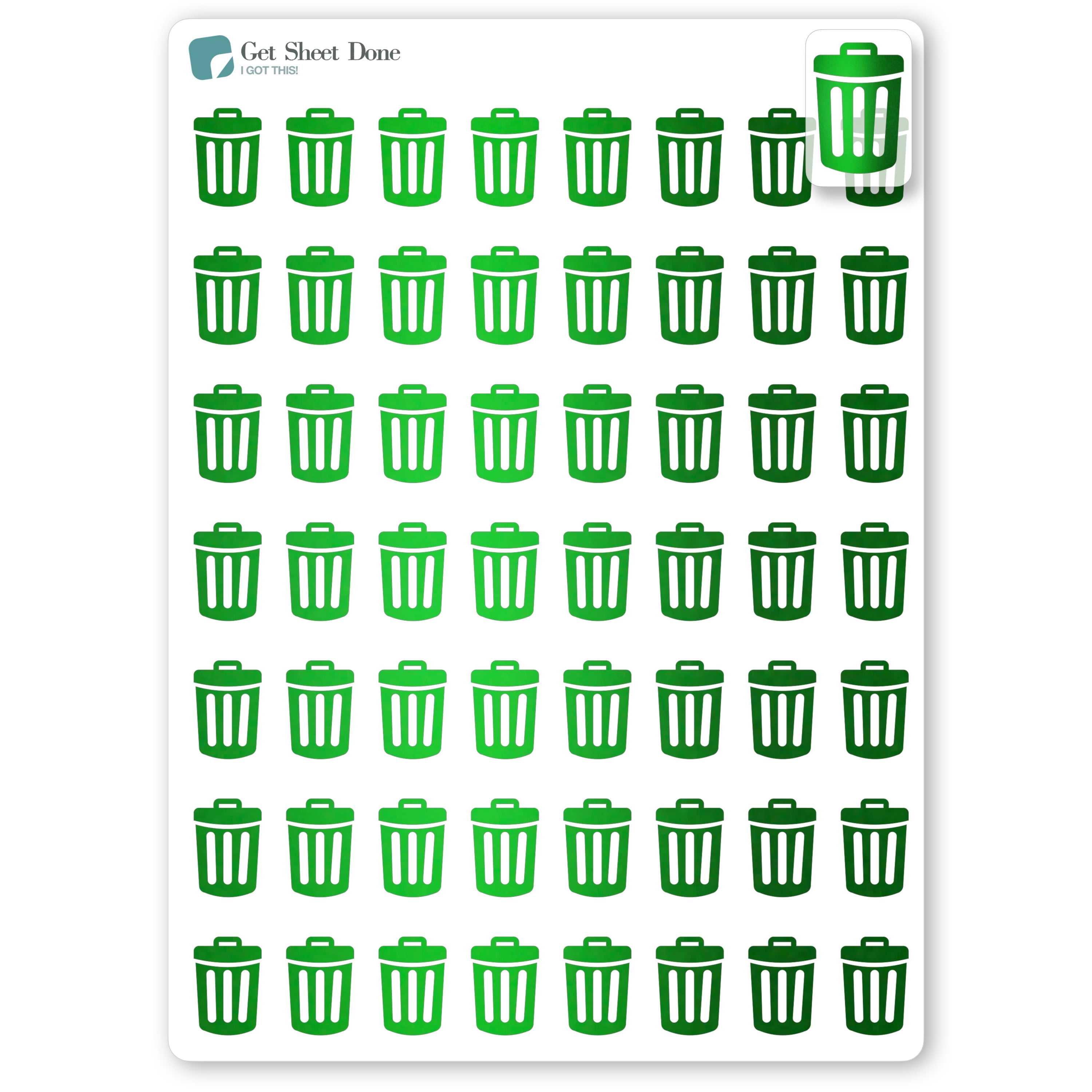 Foiled Trash Day Planner Stickers / Chore Reminder Stickers / Bullet ...