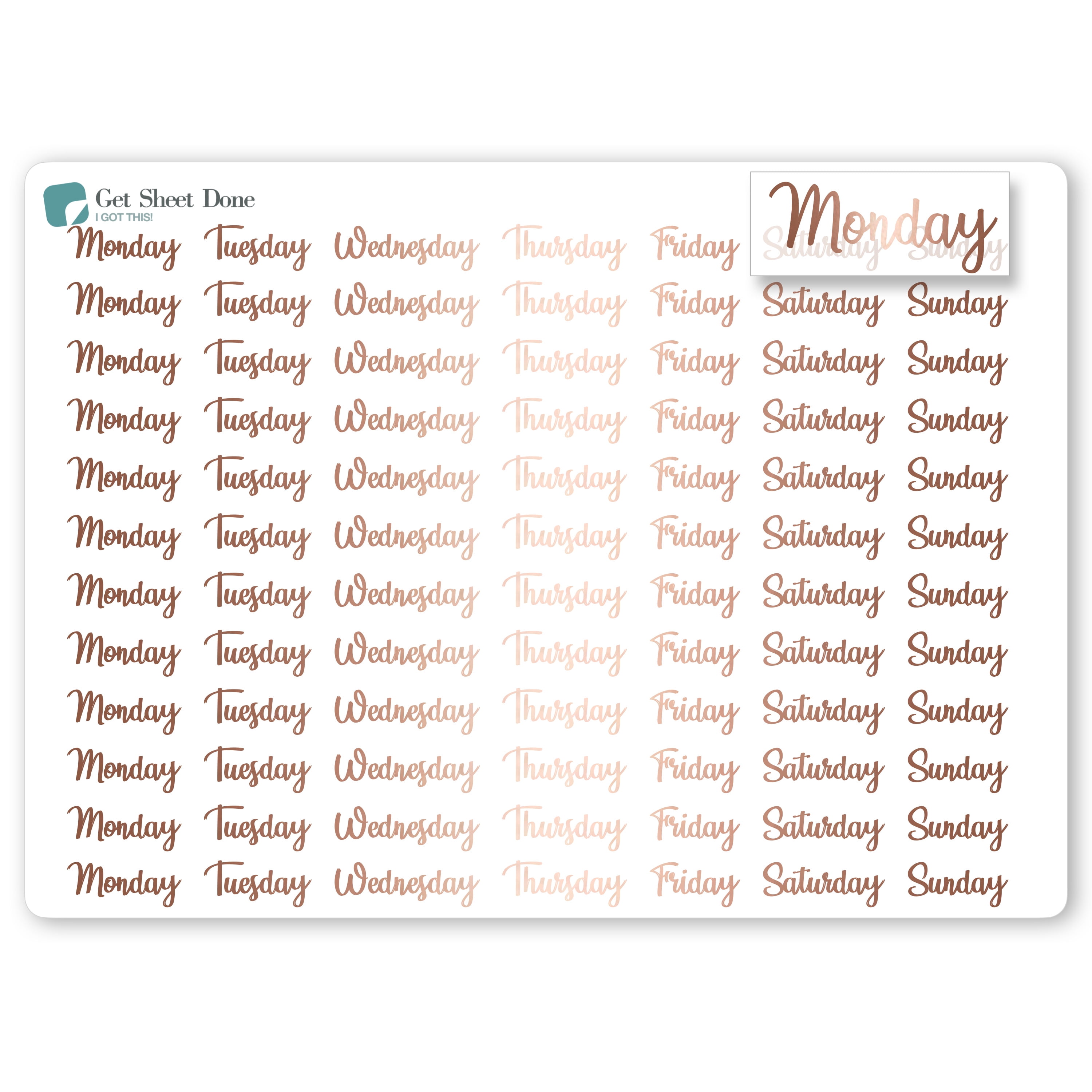 Foiled Week - Font C Planner Stickers/ DIY Calendar Stickers / Script ...