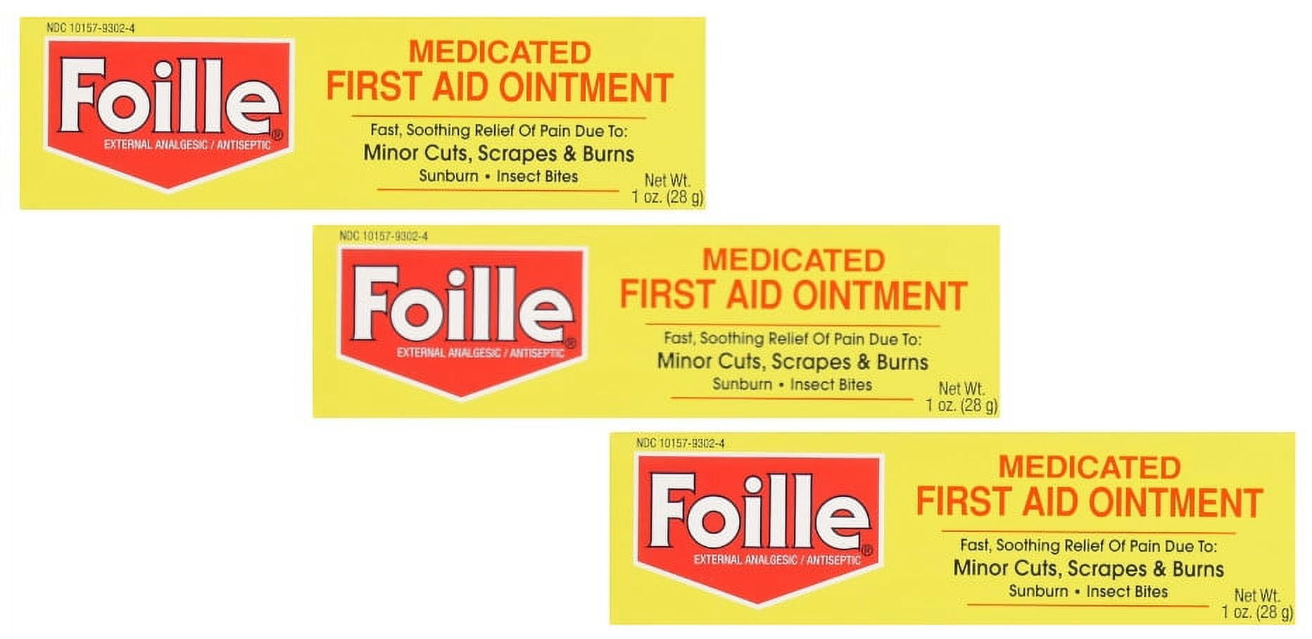 Foille Medicated First Aid Skin Treatment Ointment Fast Relief, 1oz, 3 ...