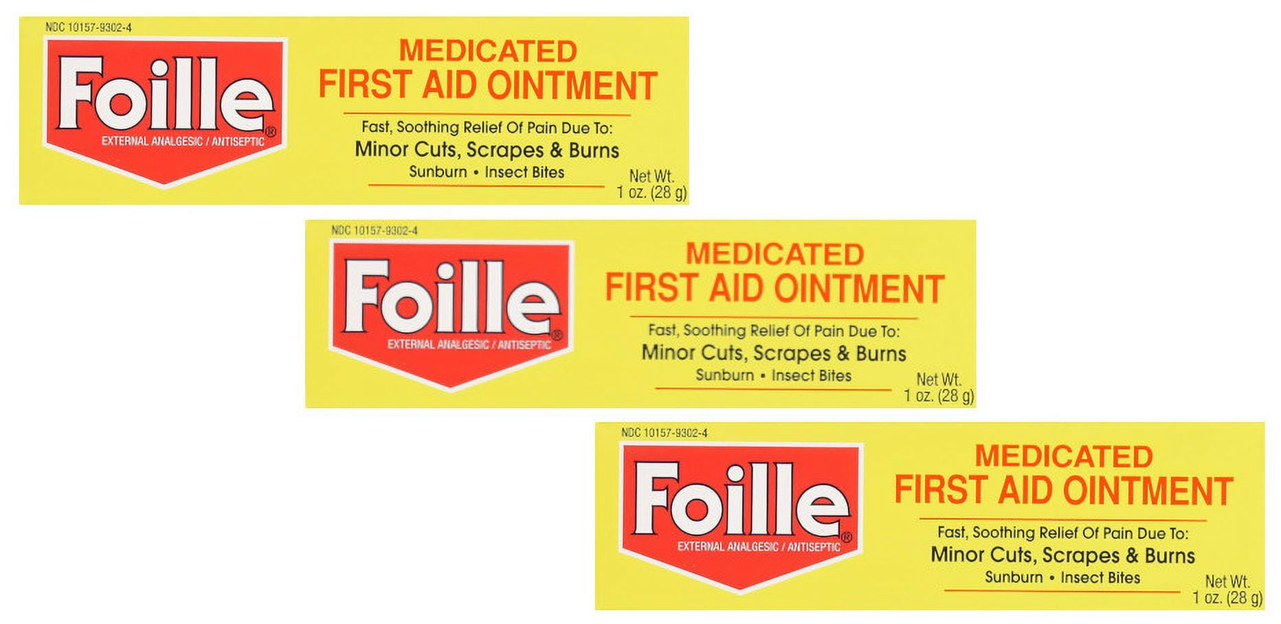 Foille Medicated First Aid Skin Treatment Ointment Fast Relief, 1oz, 3 ...