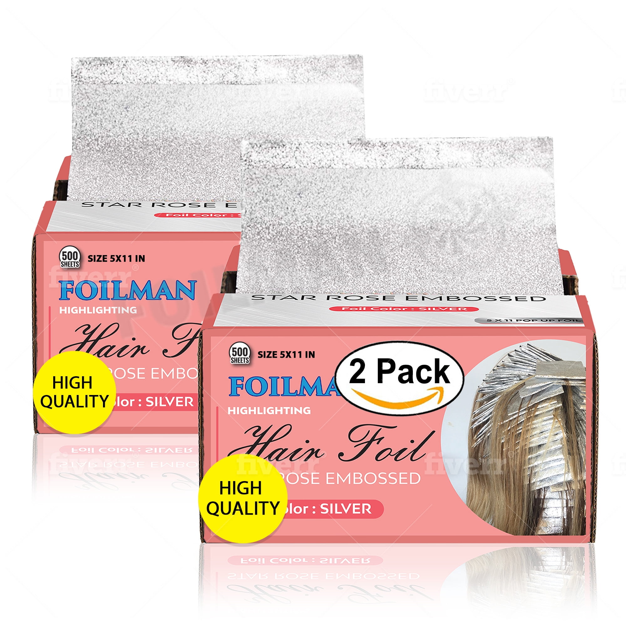 Foilman Pre Cut Silver Pop-Up Hair Foil, Star Rose Embossed ...
