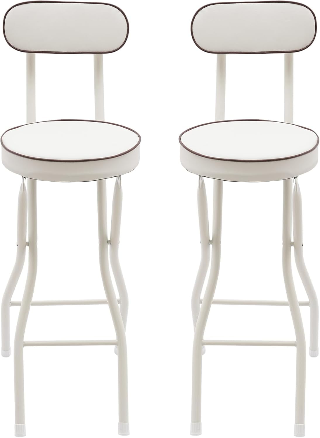Foing Bar Stool with Back, 2 Pack Backest Tall Foldable Stool har with Cushioned Padded Portble ...