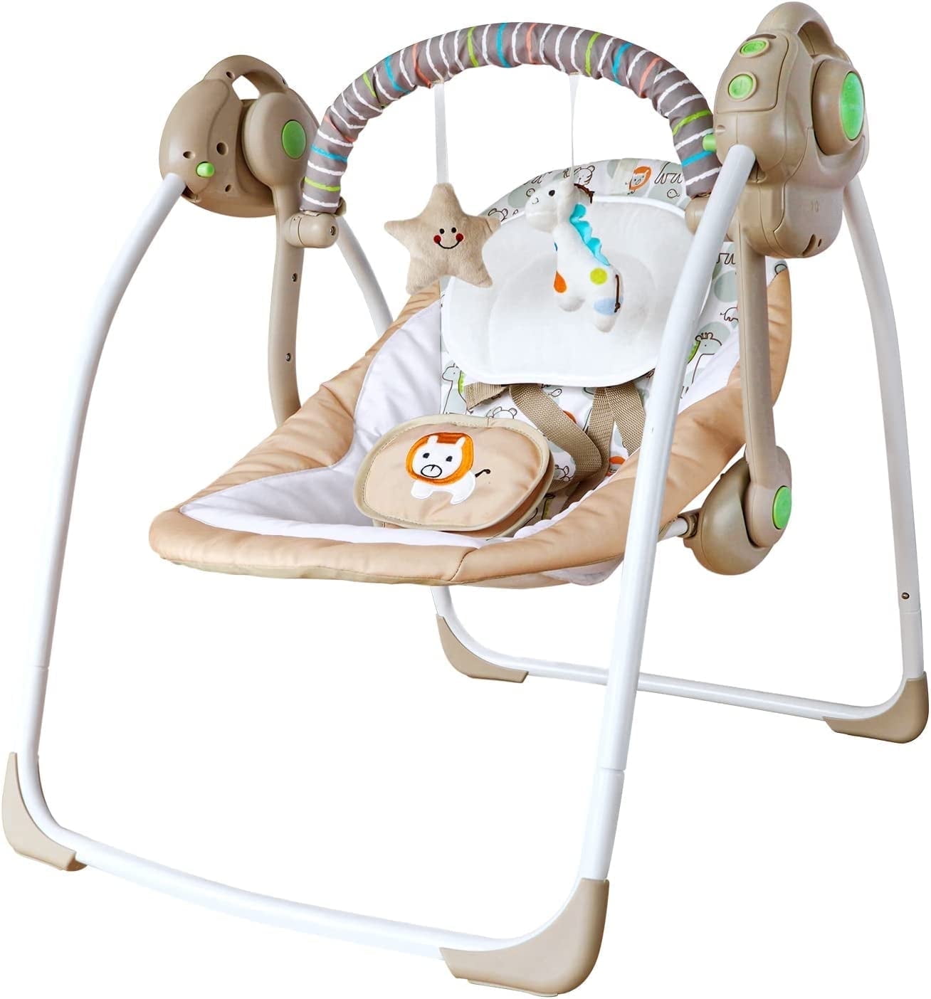 FOINWER Safe Sleep Baby Swing, 6-Speed Electric Portable Cradle with ...