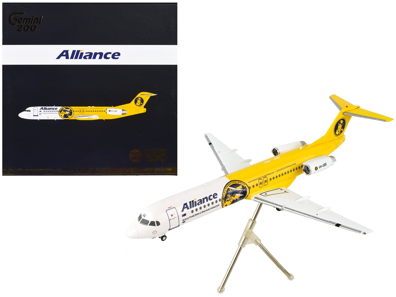 Fokker F100 Commercial Aircraft "Alliance Airlines" White and Yellow ...