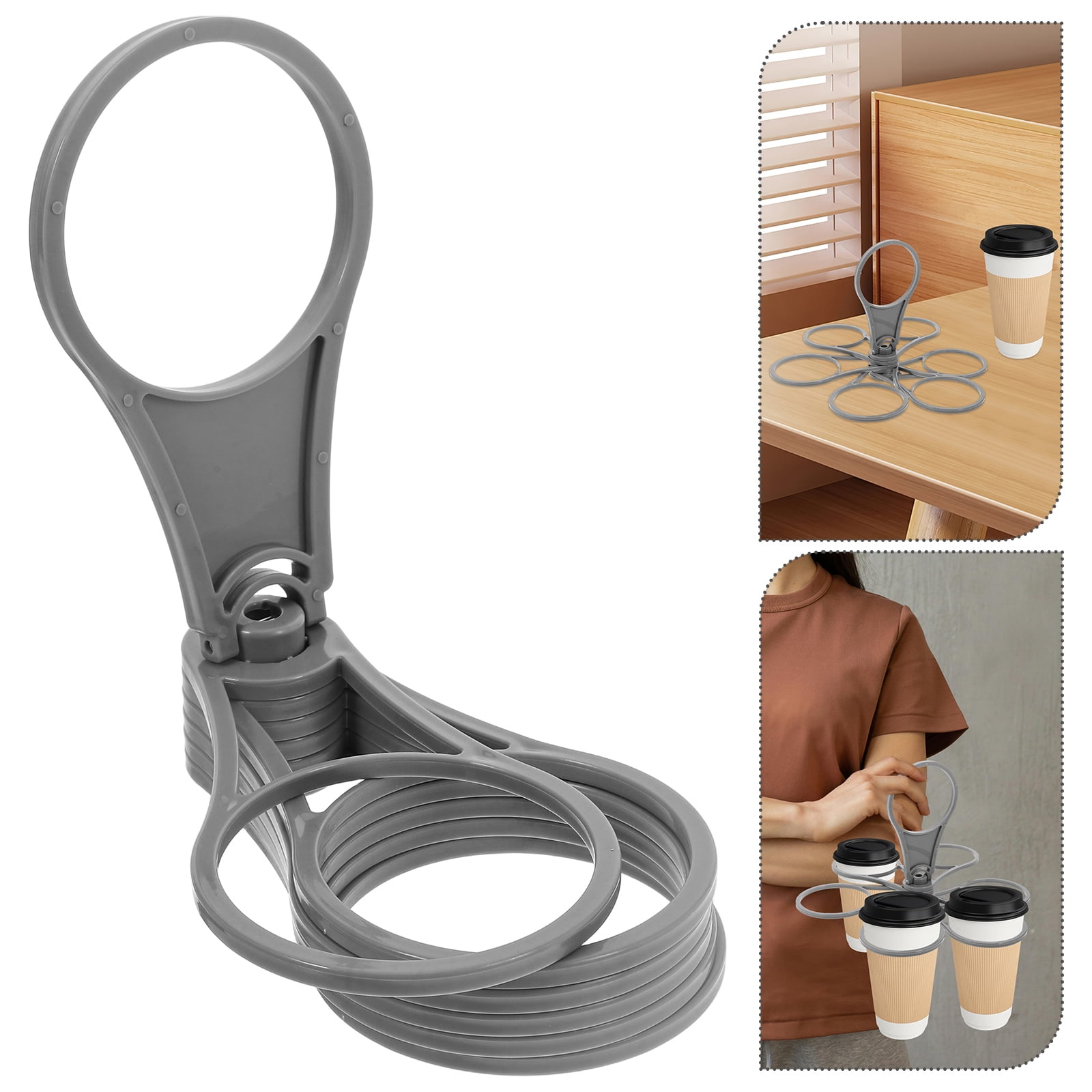 Fold Away Cup Carrier,Rotating Cup Tote Holder Foldable 6 Cups Coffee ...