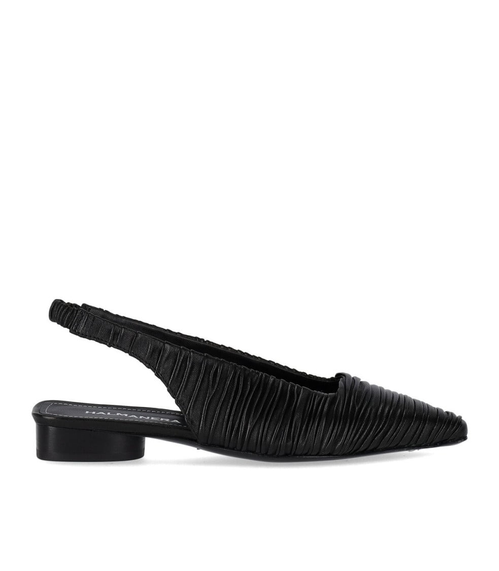 Halmanera Female Fold Black Slingback Ballet Flat Shoe Black Sizes EU ...
